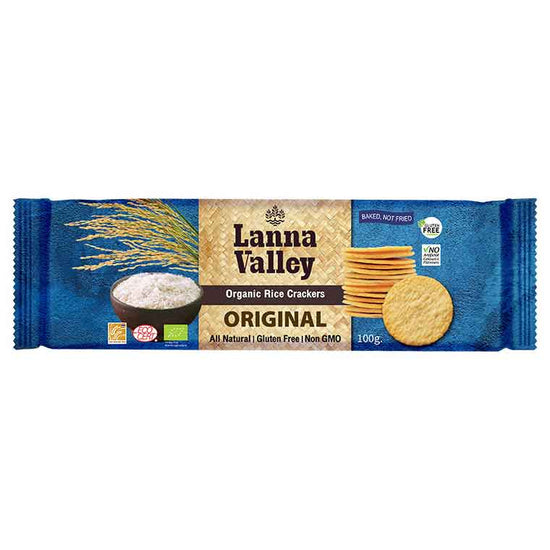 Lanna Valley Organic White Rice Crakers Original 100g – Organic ...